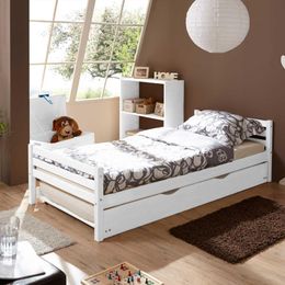 Pharao24.de Massivholz Einzelbett in Wei&szlig; Skandi Design