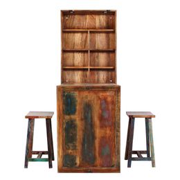 Pharao24.de Klapptisch Set im Shabby Chic Stil Braun und Bunt (dreiteilig)