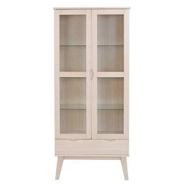 Pharao24.de Vitrine in Eiche White Wash teilmassiv 185 cm