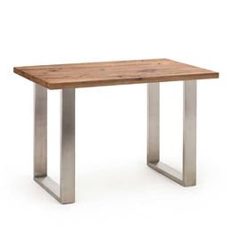 Pharao24.de Bartisch aus Eiche Massivholz und Edelstahl 160 cm breit