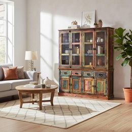 Pharao24.de Wohnzimmer Vitrinenschrank in Bunt Shabby Chic Stil