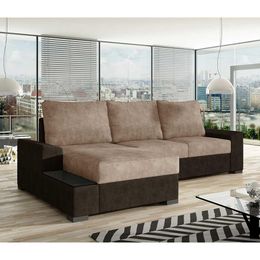 Pharao24.de Ecksofa Sofa in Beige und Dunkelbraun
