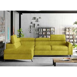 Pharao24.de Sofaecke Ecksofa in Currygelb mit Armlehne