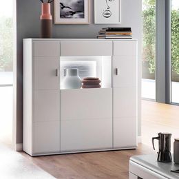 Pharao24.de Wohnzimmer Kommode in Wei&szlig; und Anthrazit 120 cm breit