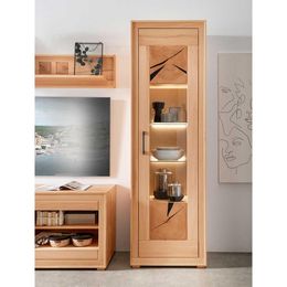 Pharao24.de Wohnzimmer Vitrine massiv Kernbuche mit Hirnholz 201 cm hoch