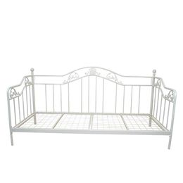Pharao24.de Einzelbett im Vintage Design Metall in Wei&szlig;