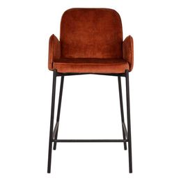 Pharao24.de Barhocker K&uuml;che in Rostfarben & Schwarz Veloursbezug (2er Set)