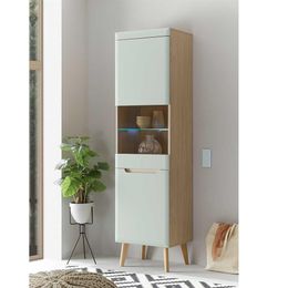 Pharao24.de Vitrinenschrank im Skandi Design 197 cm hoch - 53 cm breit