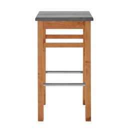 Pharao24.de Kiefer massiv Barhocker in Grau und Laugenfarben Landhausstil
