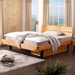 Pharao24.de Holzbett Doppelbett auf Kufen mit Massivholz Oberfl&auml;che
