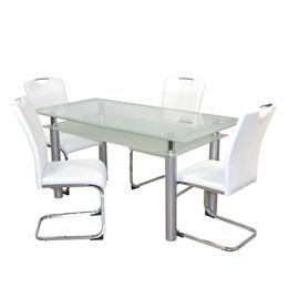 Pharao24.de Modernes Esszimmerm&ouml;belset mit vier Sitzpl&auml;tzen Tisch 140x80 cm (f&uuml;nfteilig)