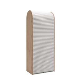 Pharao24.de B&uuml;roschrank mit Rollo Wei&szlig; Eiche