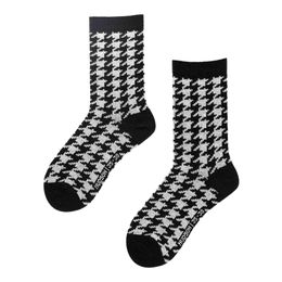 Hudson Damen Socken "Socke Check", Gr. 39, schwarz, Obermaterial: 69% Baumwolle CO. 25% Polyamid PA. 5% metallisierte Fasern MTF. 1% Elasthan EL.,