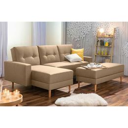 Pharao24.de Sofa in Beige Schlaffunktion (zweiteilig)