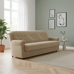 Pharao24.de Bettcouch Beige im klassischen Stil Flockstoff Bezug