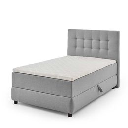 Pharao24.de Single Bett mit Box Matratze in Grau Stoff modernes Design