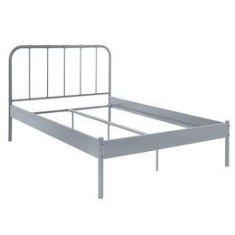 Pharao24.de Doppelbett Metallbett in Grau mit Mittelsteg