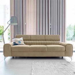 Pharao24.de Sofa Couch aus Velours mit Vierfu&szlig;gestell aus Metall