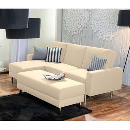 Pharao24.de Sofa in Beige Fußgestell aus Metall (zweiteilig)