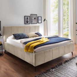 Pharao24.de Komfortbett Stoff Beige aus Velours Vierfu&szlig;gestell aus Metall