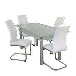 Pharao24.de Esszimmereinrichtung modern Glastisch vier St&uuml;hle (f&uuml;nfteilig)