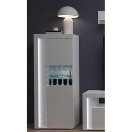 Pharao24.de Wohnzimmervitrinenschrank weiss mit Hochglanz Front LED Beleuchtung