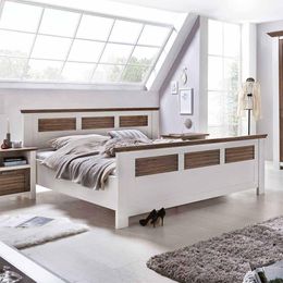 Pharao24.de Bett in Wei&szlig; Braun Kiefer