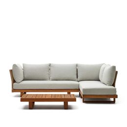 Pharao24.de Terrassensitzgruppe modern aus Akazie Massivholz Webstoff (zweiteilig)