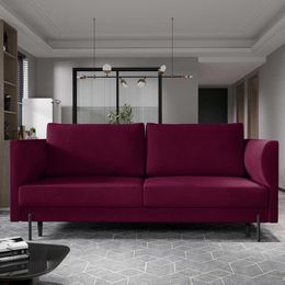 Pharao24.de Sofa Dreisitzer Sofa aus Samt in Dunkelrot