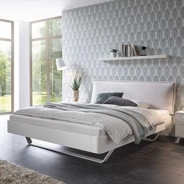 Pharao24.de Designbett in Wei&szlig; gepolstertem Kopfteil in Beige