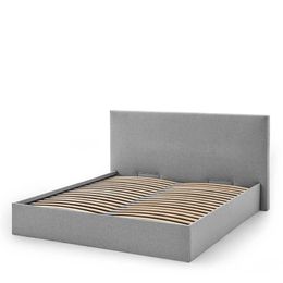 Pharao24.de Stauraum Doppelbett Stoff in Hellgrau 107 cm hoch - 213 cm tief