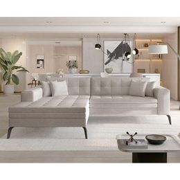 Pharao24.de Sofaecke Ecksofa in Beige mit Armlehnen