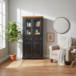 Pharao24.de Standvitrine in Schwarz Shabby Chic