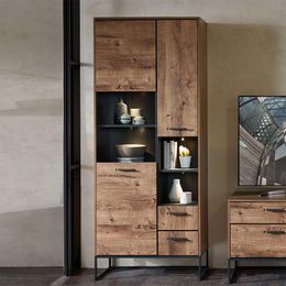 Pharao24.de Wohnzimmervitrine in Eiche dunkel Optik Loft Design
