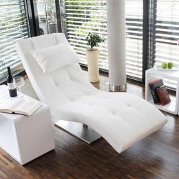 Pharao24.de Relaxliege in Wei&szlig; Kunstleder modern