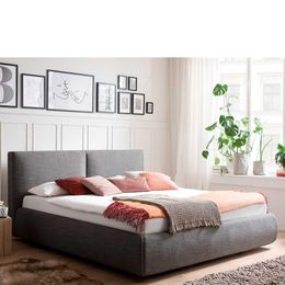 Pharao24.de Gepolstertes Bett in Anthrazit Webstoff Bettkasten