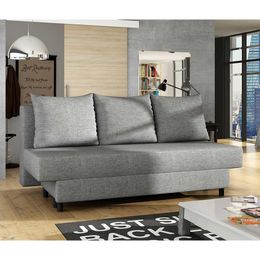 Pharao24.de Futonschlafsofa 2er Schlafsofa in Grau aus Webstoff