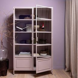 Pharao24.de Vitrinenschrank Schrank Vitrine in Rosa 2 t&uuml;rig