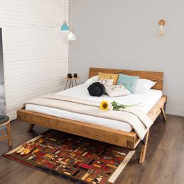 Pharao24.de Balkenbett aus Fichte Massivholz Antik Finish