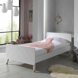 Pharao24.de Bett f&uuml;r Jugendzimmer Wei&szlig; und Goldfarben