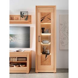 Pharao24.de Wohnzimmer Vitrine massiv Kernbuche mit Hirnholz 201 cm hoch