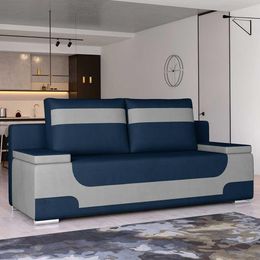 Pharao24.de Sofa Zweisitzer Sofa in Dunkelblau und Hellgrau