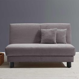 Pharao24.de Futonschlafsofa grau Cord mit zwei Sitzplätzen 145 cm breit
