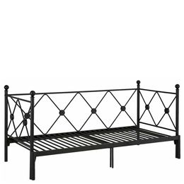 Pharao24.de Vintage Metall Bett in Schwarz 28 cm Einstiegsh&ouml;he
