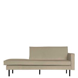 Pharao24.de Moderne Chaiselongue aus Samt und Metall hell Khaki und Schwarz