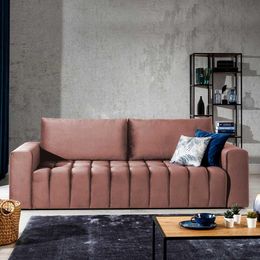 Pharao24.de Sofa Dreisitzer aus Velours mit Armlehnen