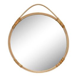 Pharao24.de Rattan Garderoben Spiegel im Skandi Design 50 cm breit