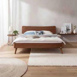 Pharao24.de Nussbaum massiv Doppelbett 160x200 cm oder 180x200 cm modernem Design