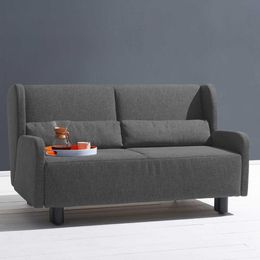Pharao24.de Bettsofa in Dunkelgrau Webstoff Made in Germany