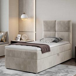 Pharao24.de Einzelbett Polsterbett aus Chenillegewebe in Beige